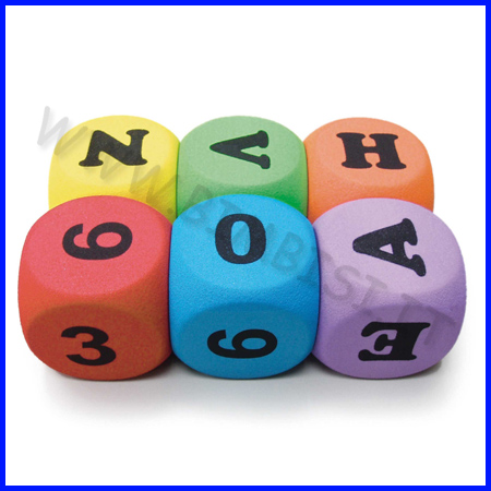 DADI IN EVA ALTA DENSITA CM 5X5X5 SET 6 PZ LETTERE E NUMERI IN ...